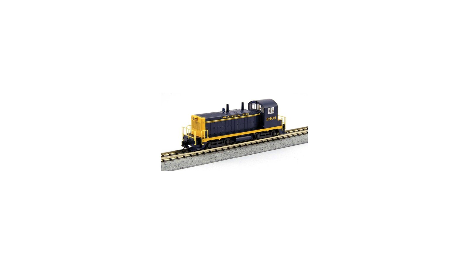 EMD NW2 - Sound and DCC -- Santa Fe 2414 Pinstripe, blue, ye