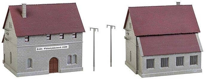 Power Station w/Dam -- Kit - 2 Separate Structures, HO, Fall