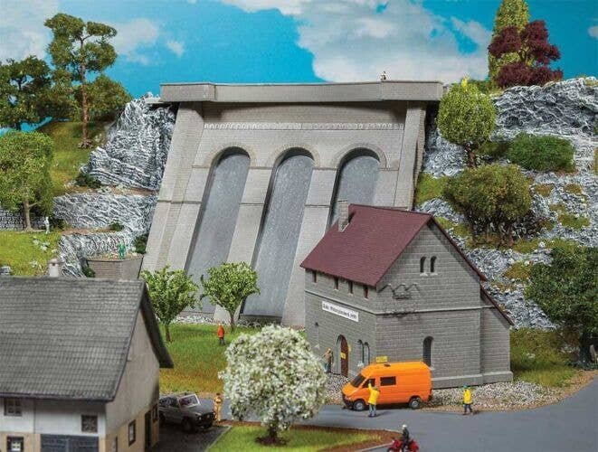 Power Station w/Dam -- Kit - 2 Separate Structures, HO, Fall