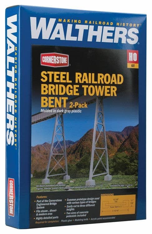 Steel Railroad Bridge Tower Bent 2-Pack -- Kit, HO Walthers