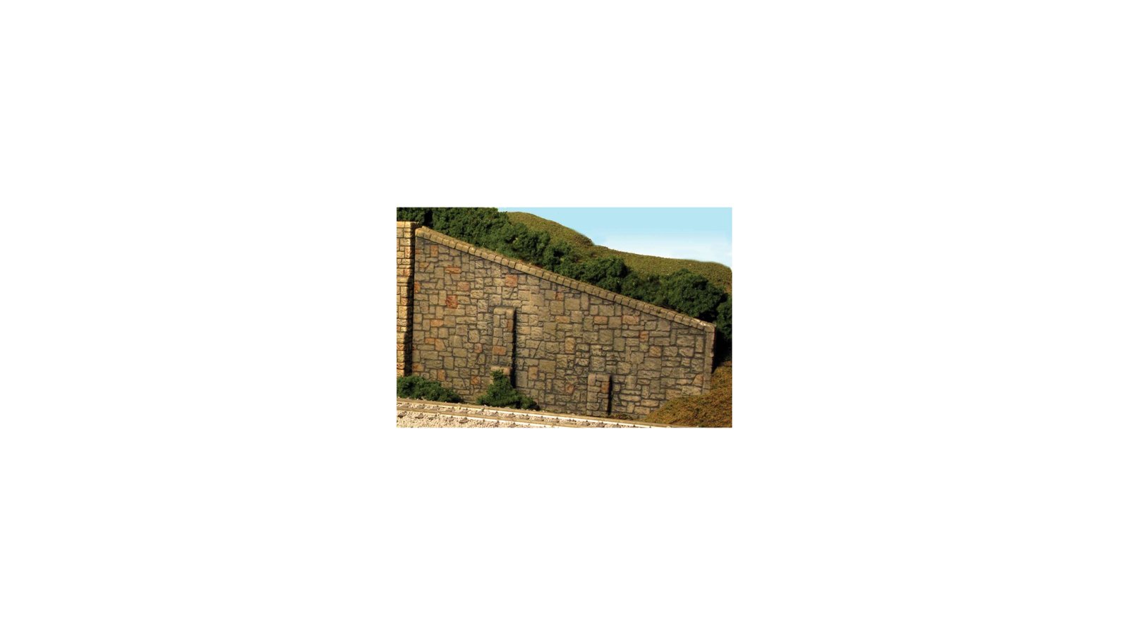 Bridge Abutment Wing Walls -- Random Stone pkg2, HO Monroe M