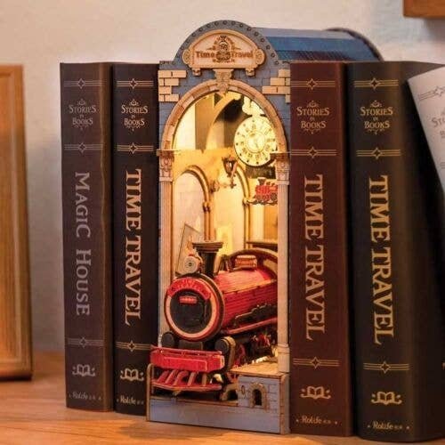 Time Travel Book Nook Shelf Insert - Kit -- Lighted 3D Puzzl