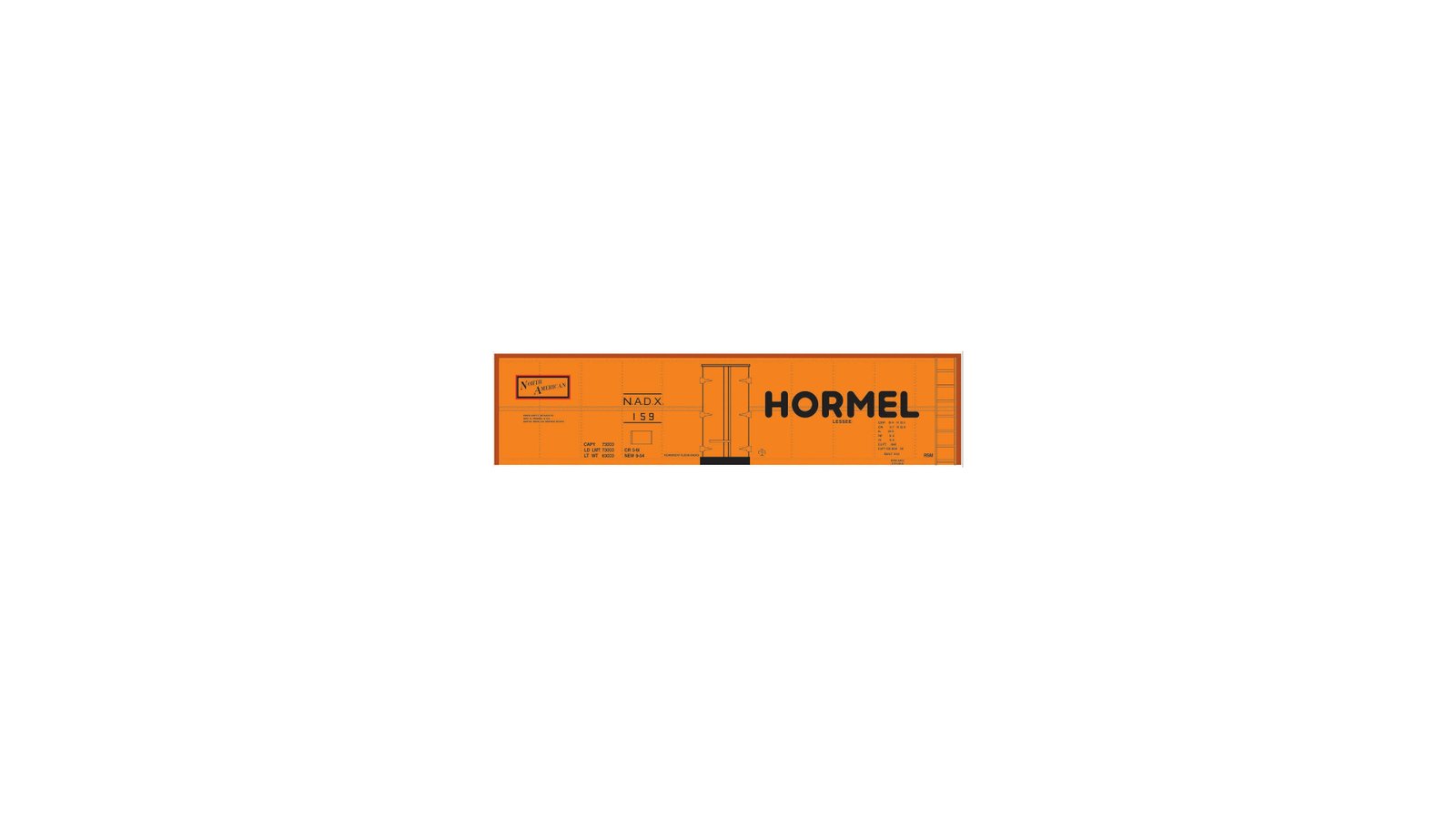 Railroad Decal Set -- Hormel NADX 40′ Steel Reefer orange Ca