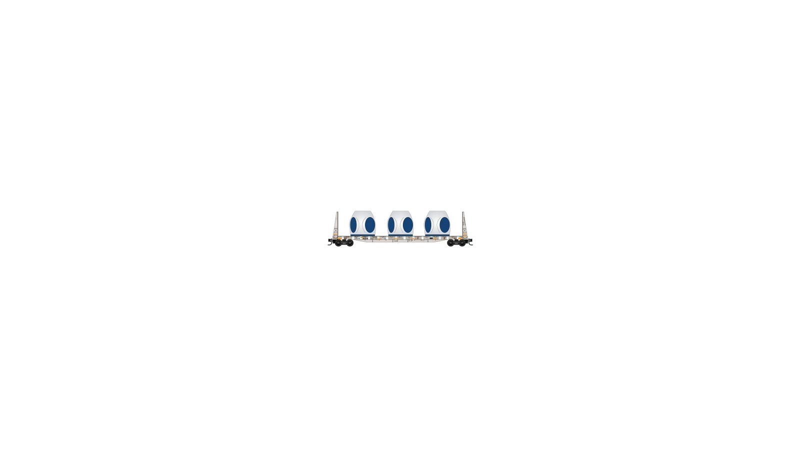61` 8` Bulkhead Flatcar w/Wind Turbine Blade Mounts - Ready